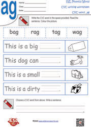 CVC Writing Worksheets | ESL Phonics World