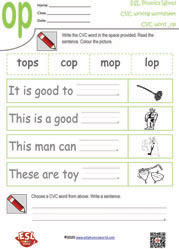 CVC Writing Worksheets | ESL Phonics World