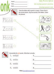 ESL Phonics World | Nk Ending Worksheets