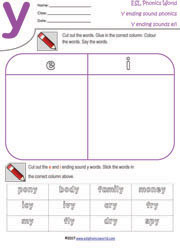 Y Ending Sound Worksheets | ESL Phonics World